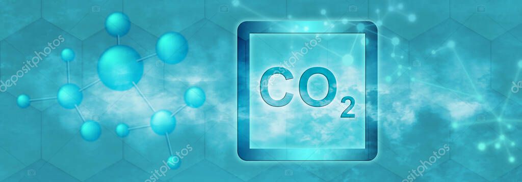 Símbolo CO2. Molécula de dióxido de carbono con molécula y red sobre ...