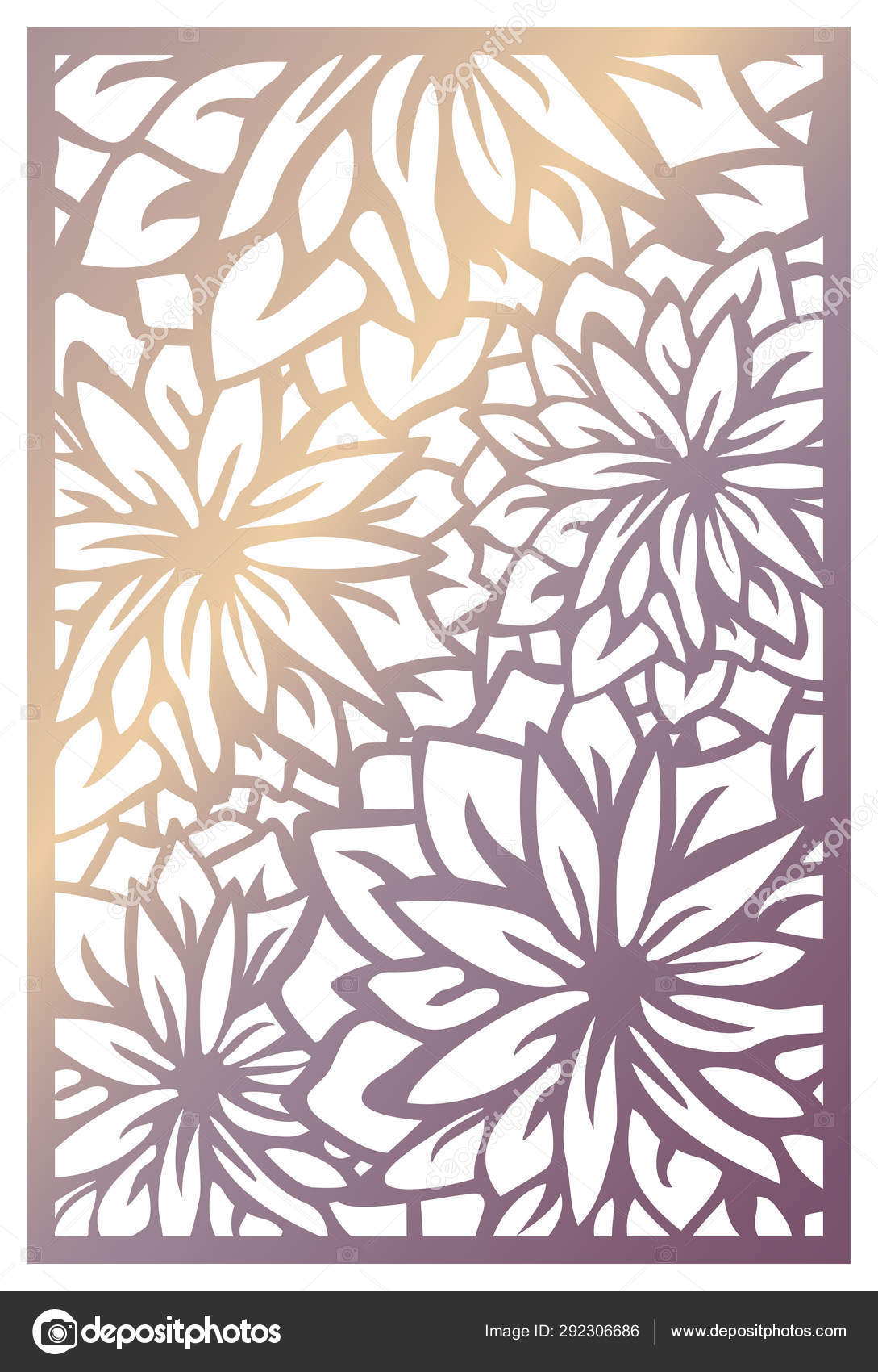 Vector Laser cut panel. Abstract Pattern with flowers template f ⬇ ...