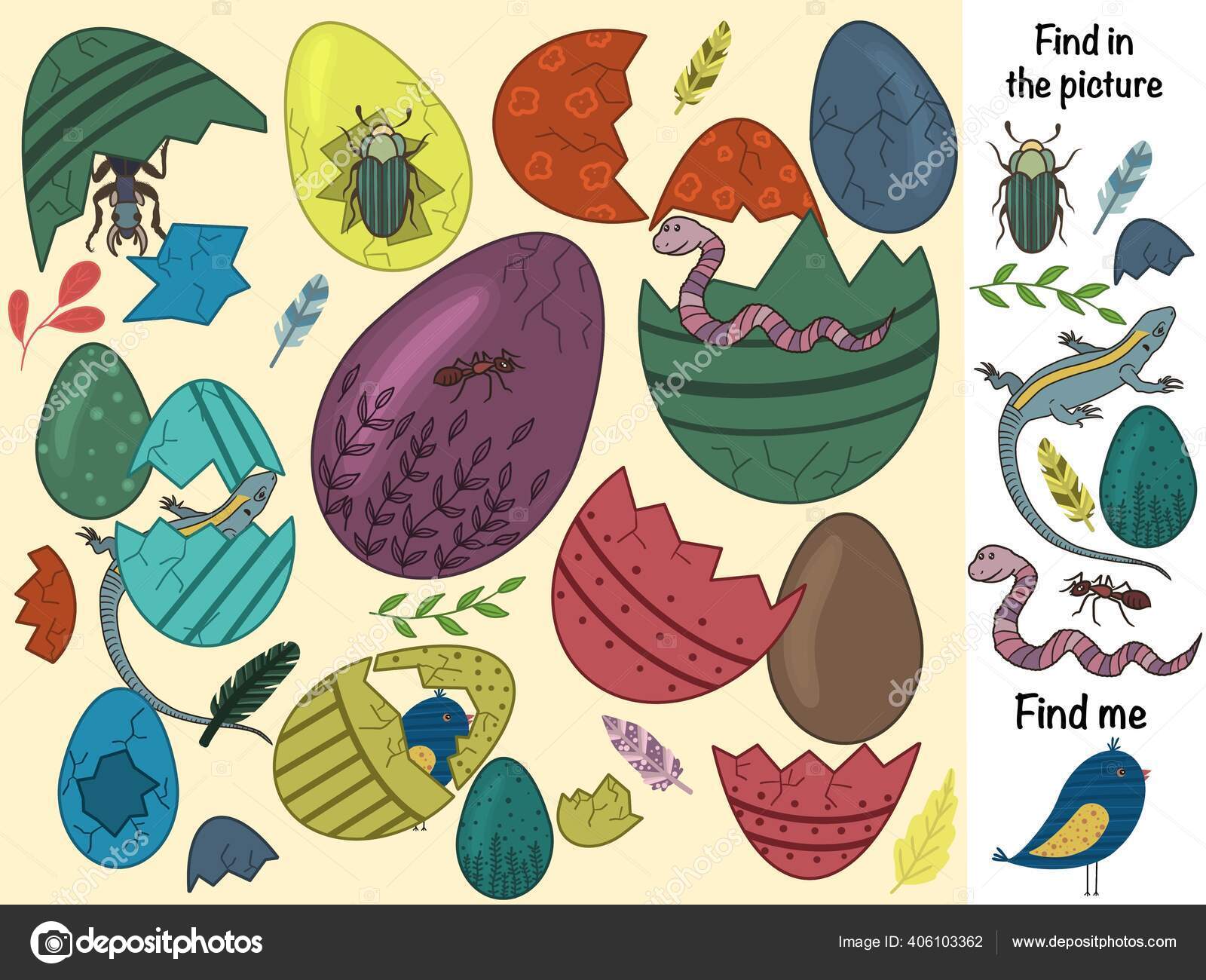 Find Picture Logical Game Puzzle Quiz Task Eggs Stock Illustration by ...