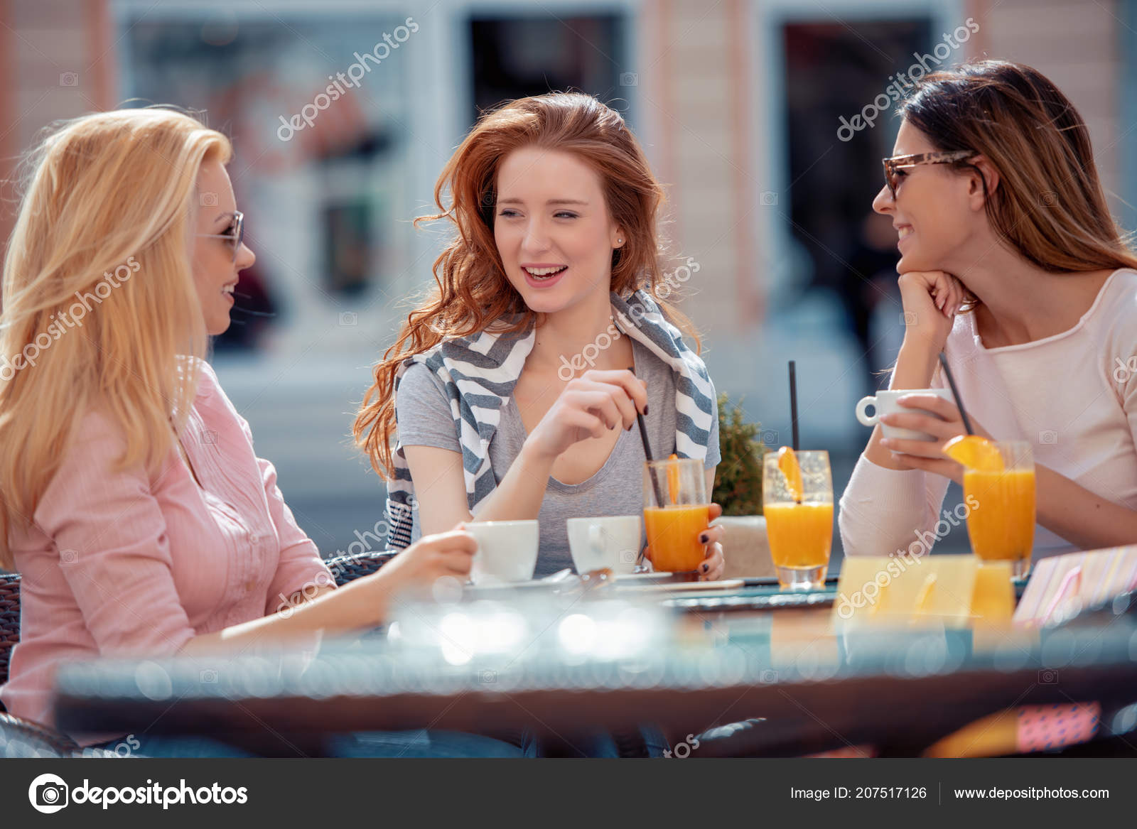 Beautiful Girls Drinking Coffee Cafe Communication Holidays Friendship ...