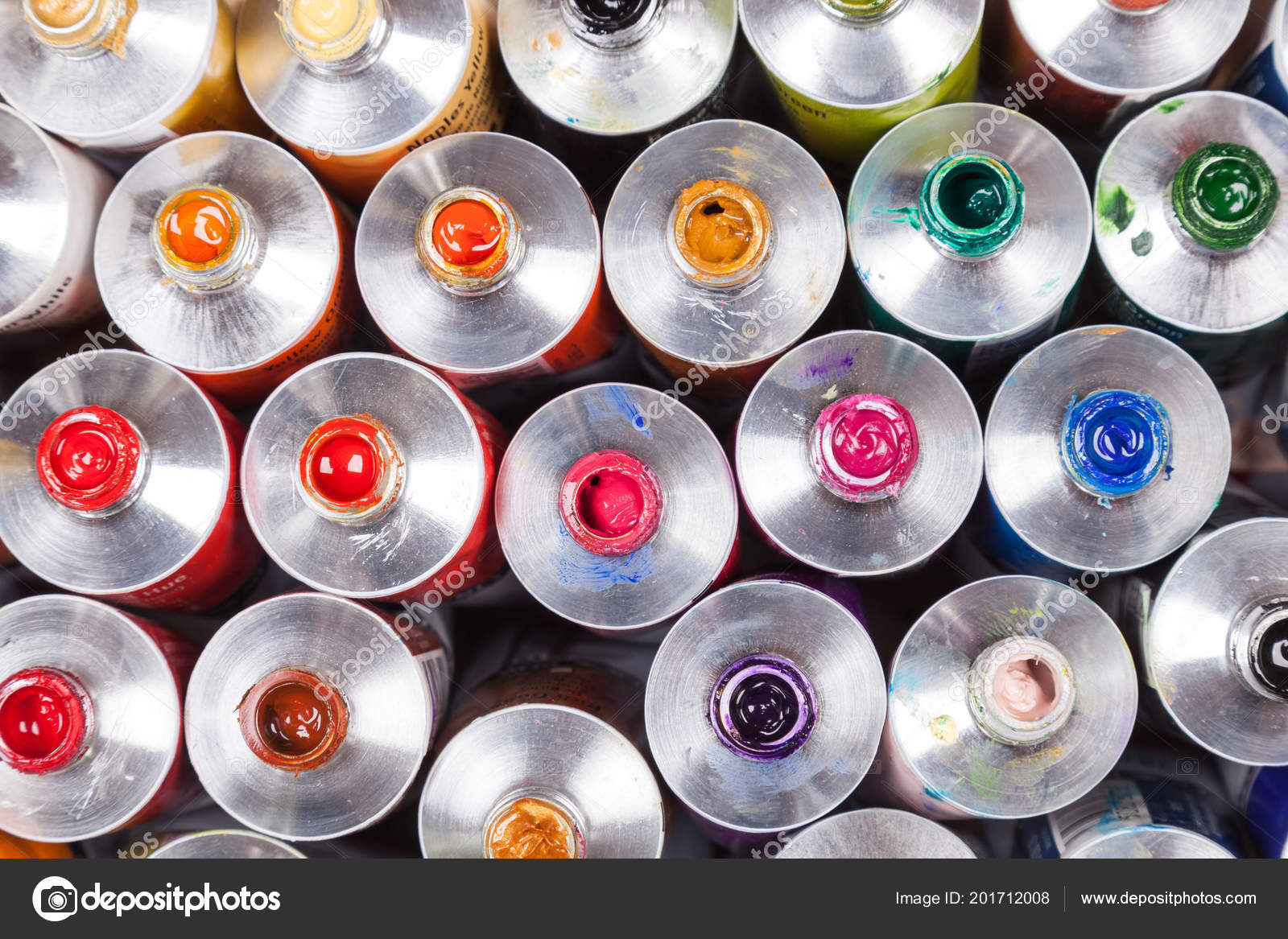 Top View Open Professional Paints Tubes Multicolor Stock Photo by ...