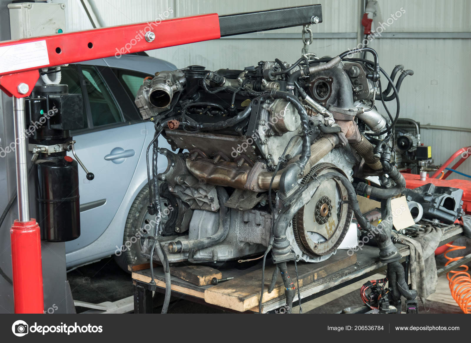 Car Engine Repair Shop Engine Repair Service Station Stock Photo by ...