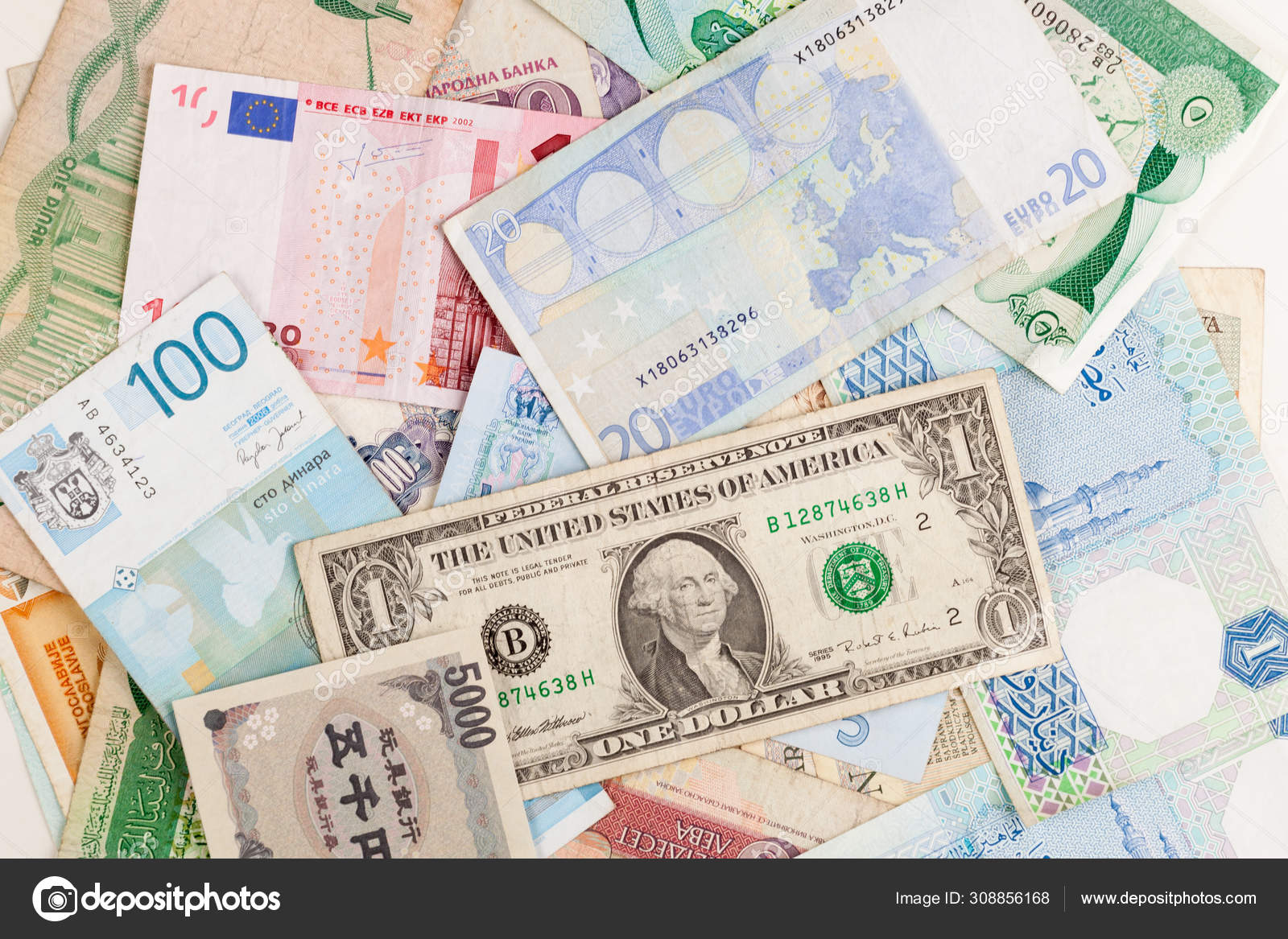Different banknotes. World Paper Money background Stock Photo by ...