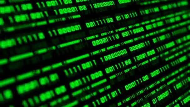 Binary Code Background Digits Screen Algorithm Binary Data Code Decryption — Stock Video