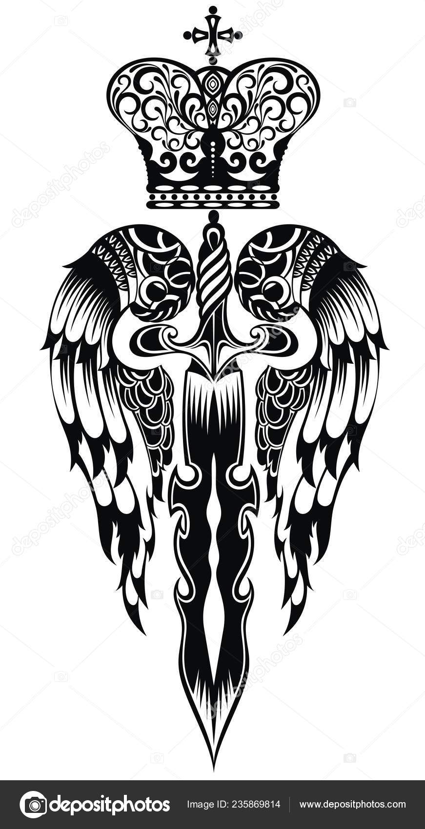 Sword Wings Crown Stock Vector by ©Ksyshakiss 235869814
