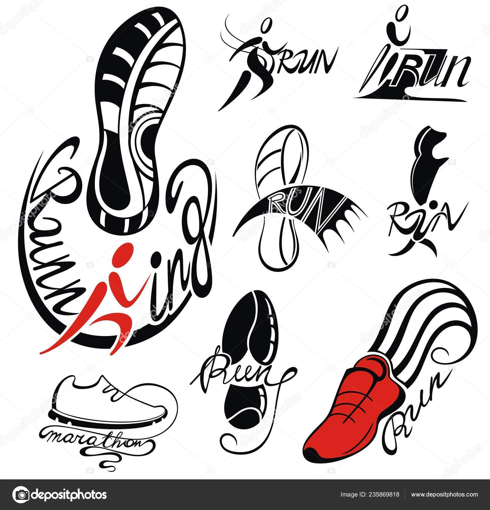 Marathon Symbols Sport Competition Icons Stock Vector Image by ...