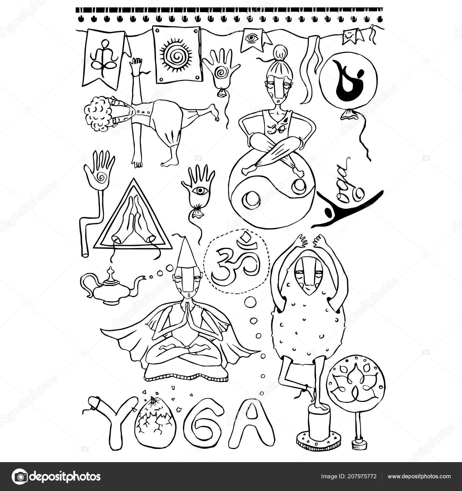 Yoga asanas and signs on the white Stock Vector by ©AHOOLY 207975772