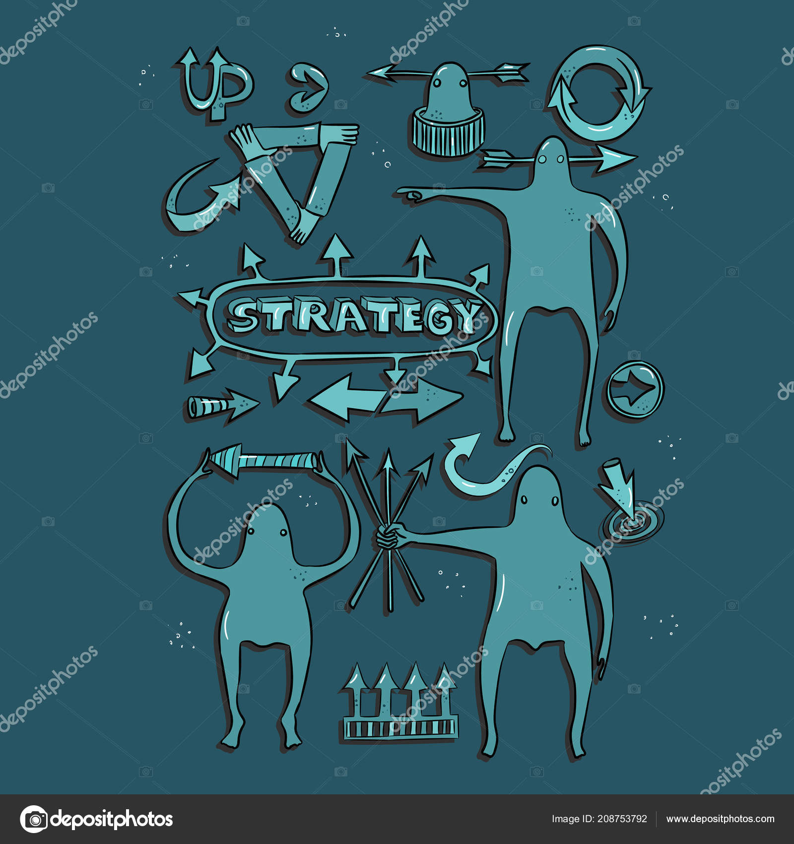 Arrows with humans for business with points Stock Vector by ©AHOOLY ...