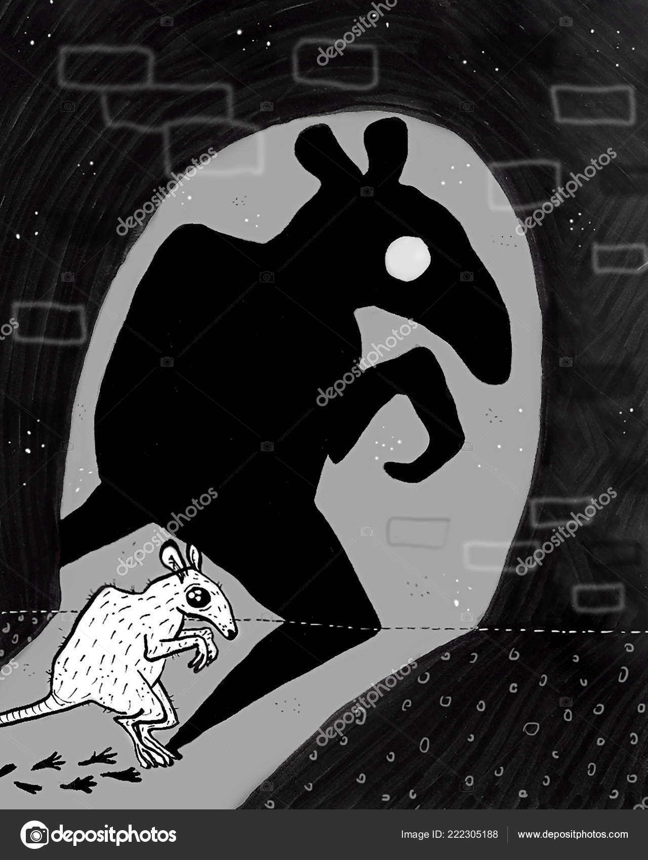 Crouching rat and her shadow and its traces — Stock Photo © AHOOLY ...