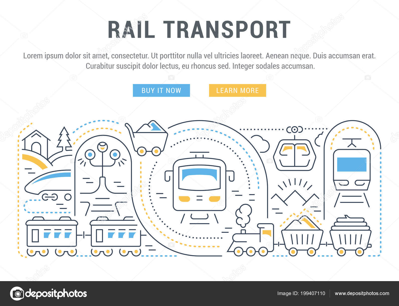 Line Illustration Rail Transport Concept Web Banners Printed Materials Template Stock Vector by ...