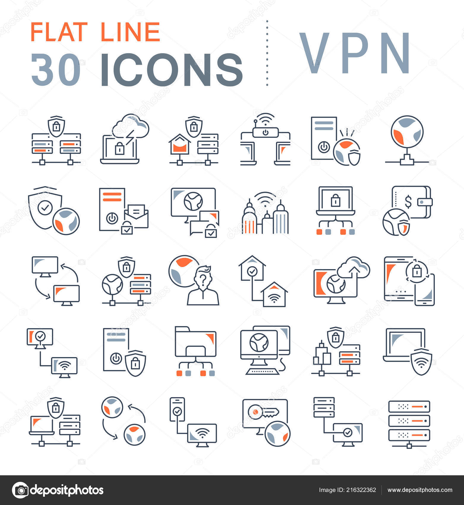 Set Vector Line Icons Vpn Modern Concepts Web Apps Stock Vector Image ...