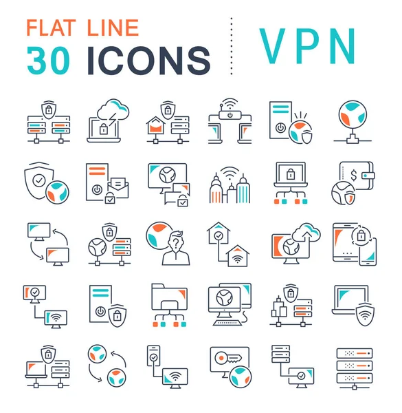 Set Vector Line Icons Vpn Modern Concepts Web Apps Stock Vector Image ...