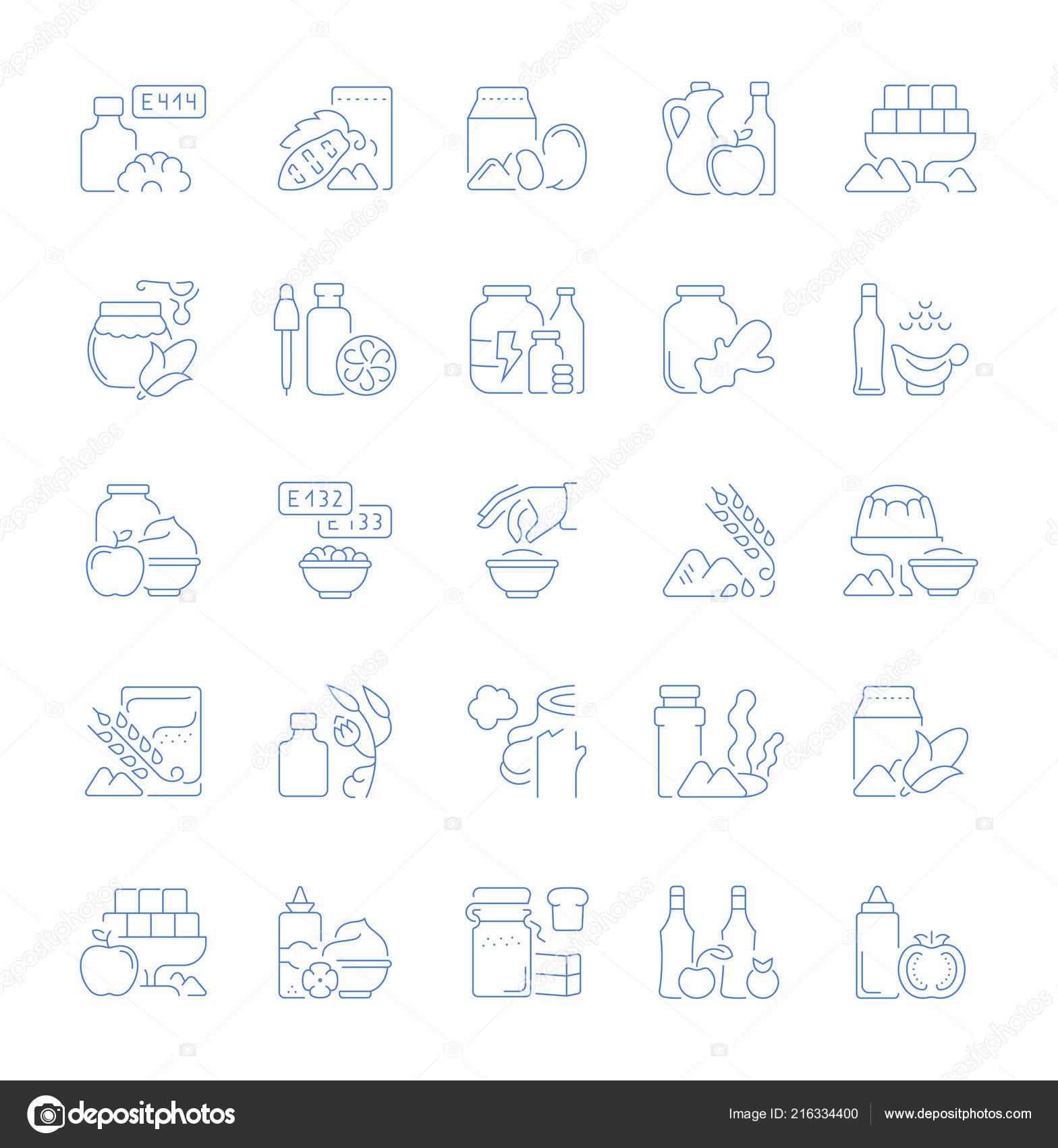 Set Vector Line Icons Sign Symbols Food Additives Modern Concepts Stock ...