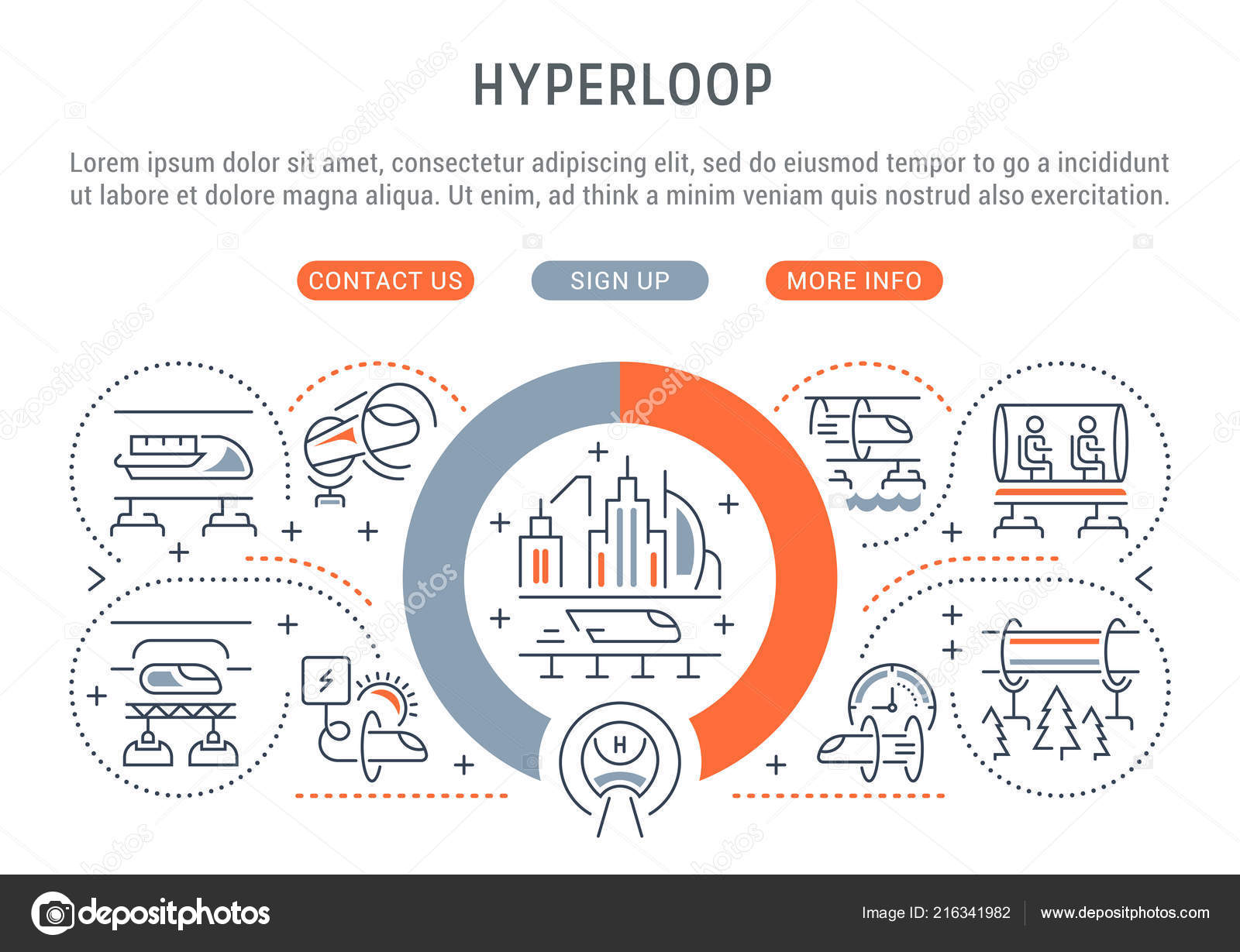 Line Banner Hyperloop Vector Illustration Linear Concept Vactrain Stock ...
