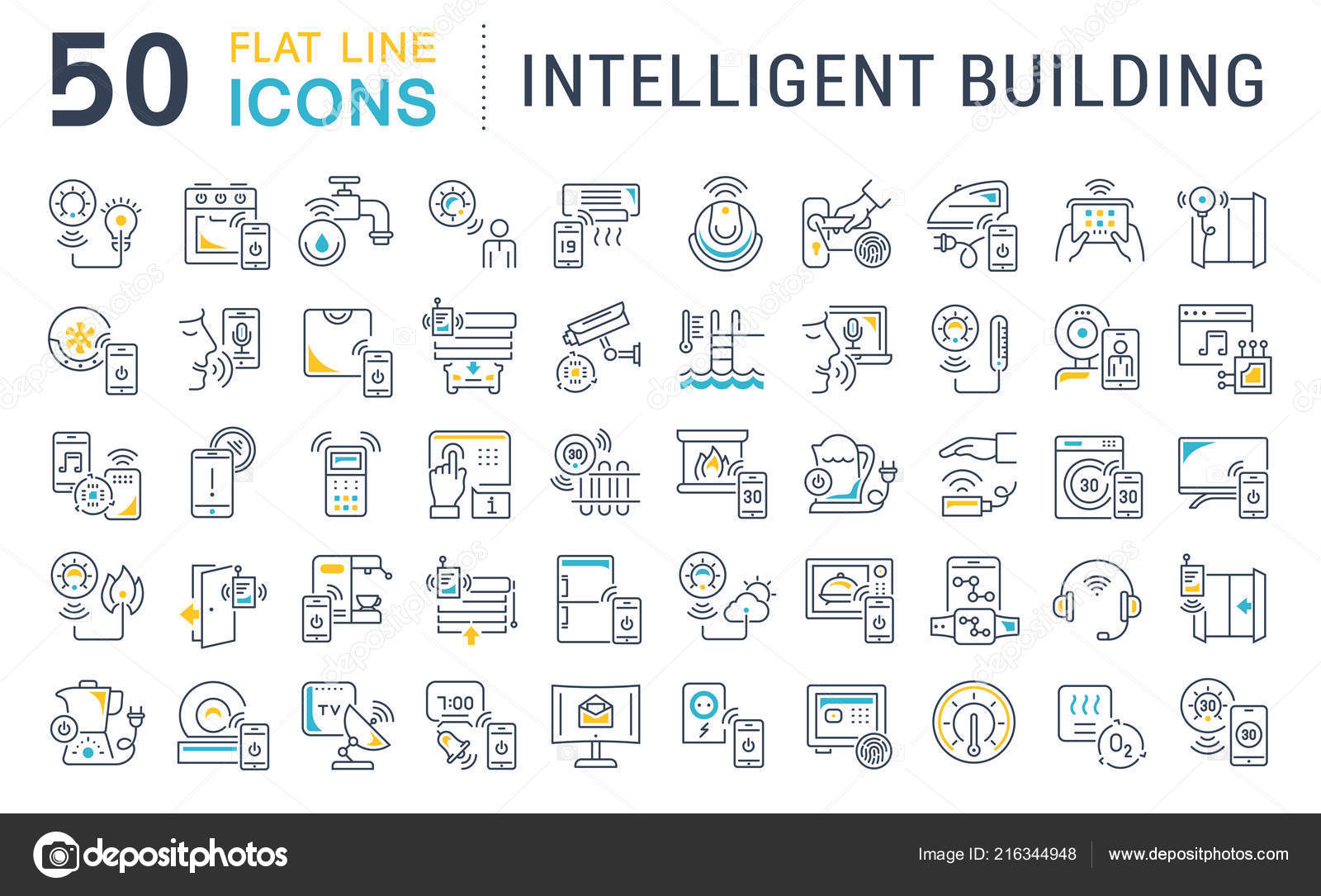 Set Vector Line Icons Intelligent Building Modern Concepts Web Apps ...