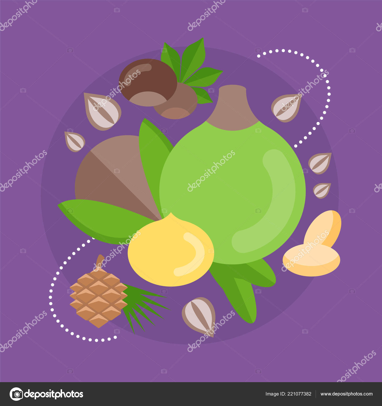 Colorfull Vector Banner Flat Icons Mixed Nuts Culinary Health Nuts ...