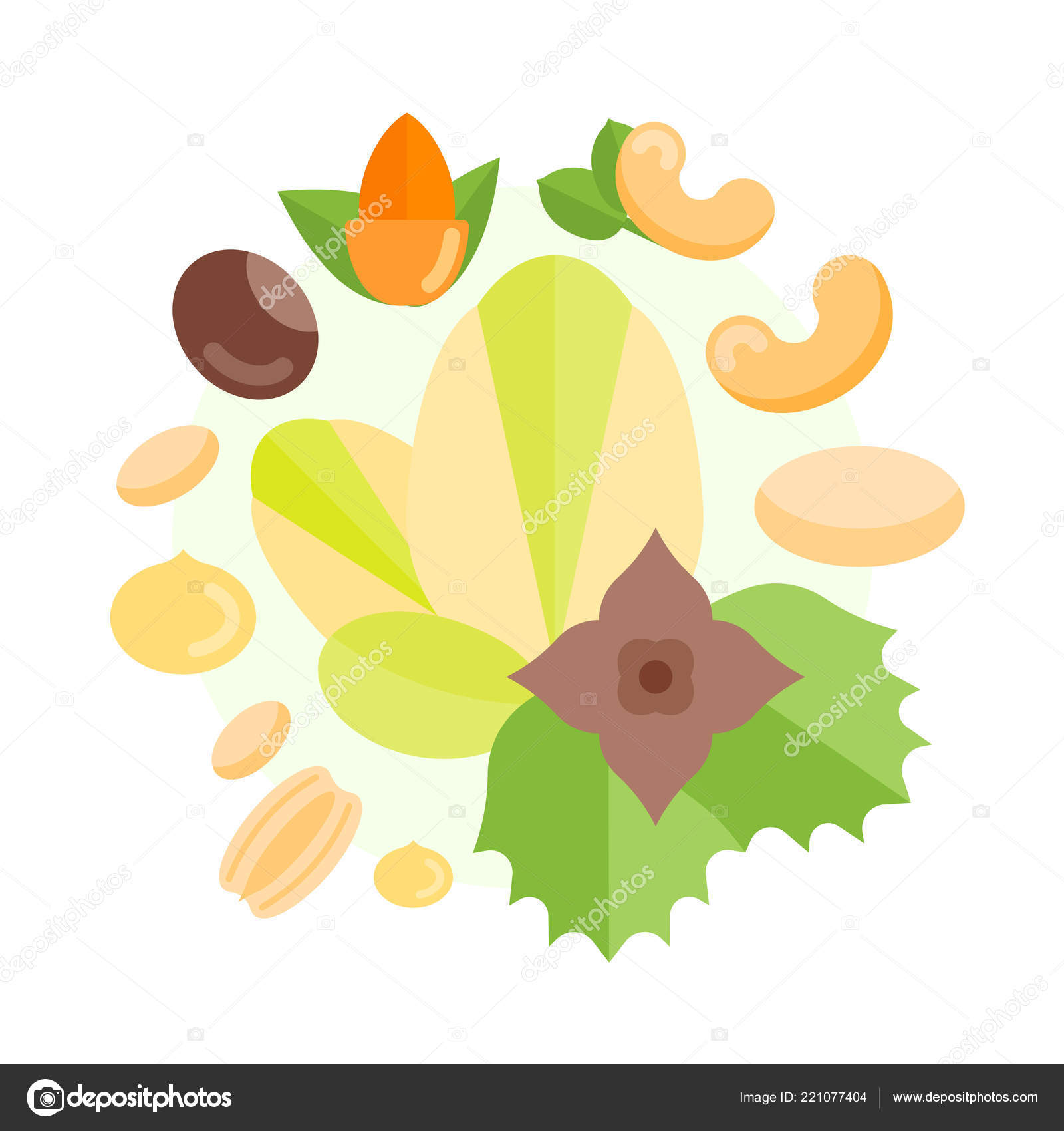 Colorfull Vector Banner Flat Icons Mixed Nuts Culinary Health Nuts ...