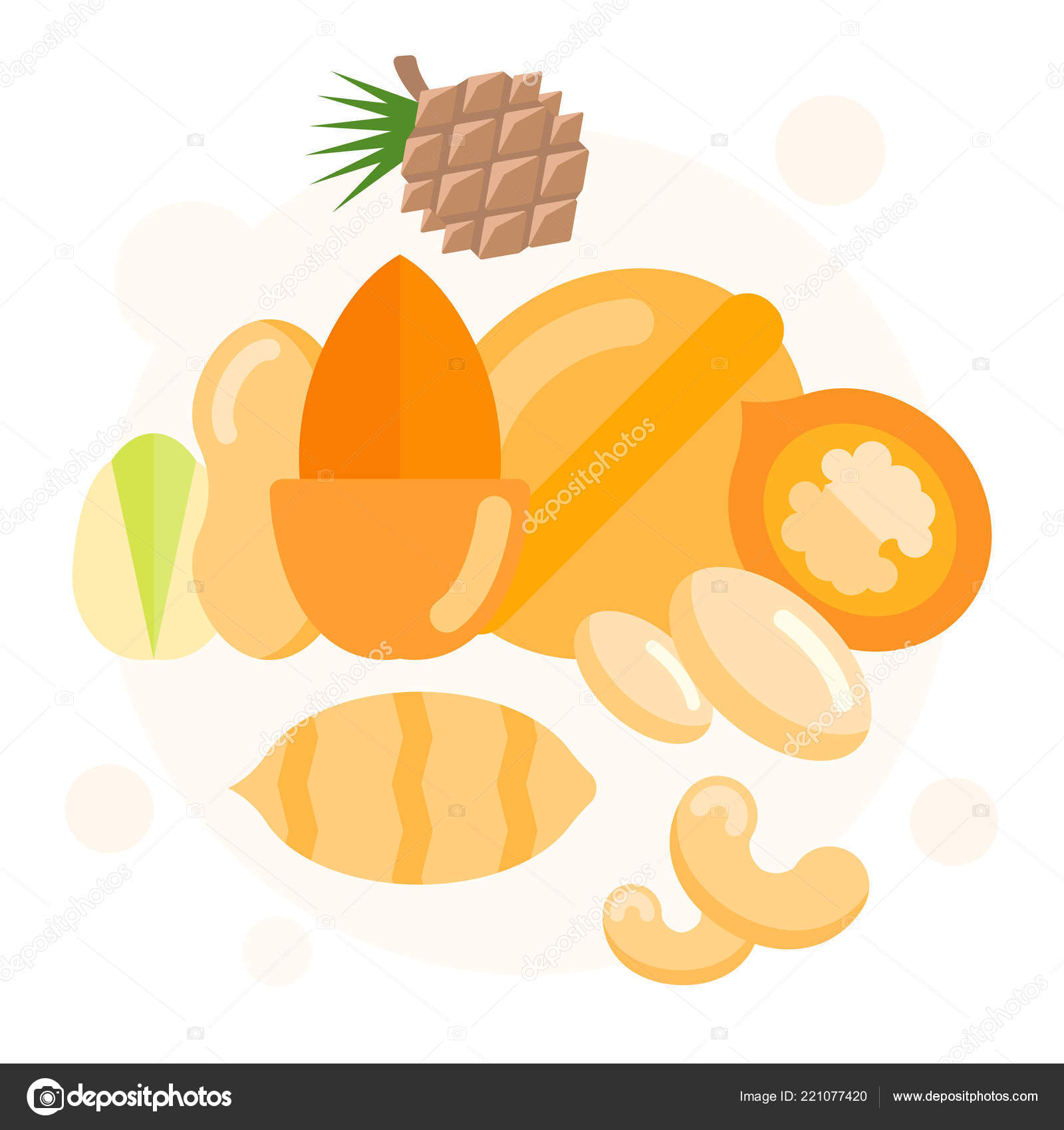 Colorfull Vector Banner Flat Icons Mixed Nuts Culinary Health Nuts ...