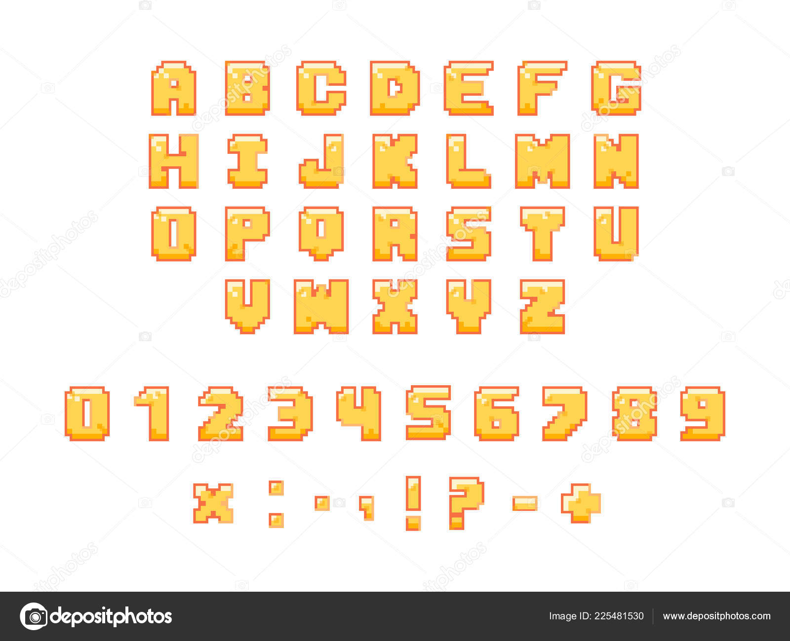 Colorful Arcade Font Pixel Letters Numbers Punctuation Marks Funny ...
