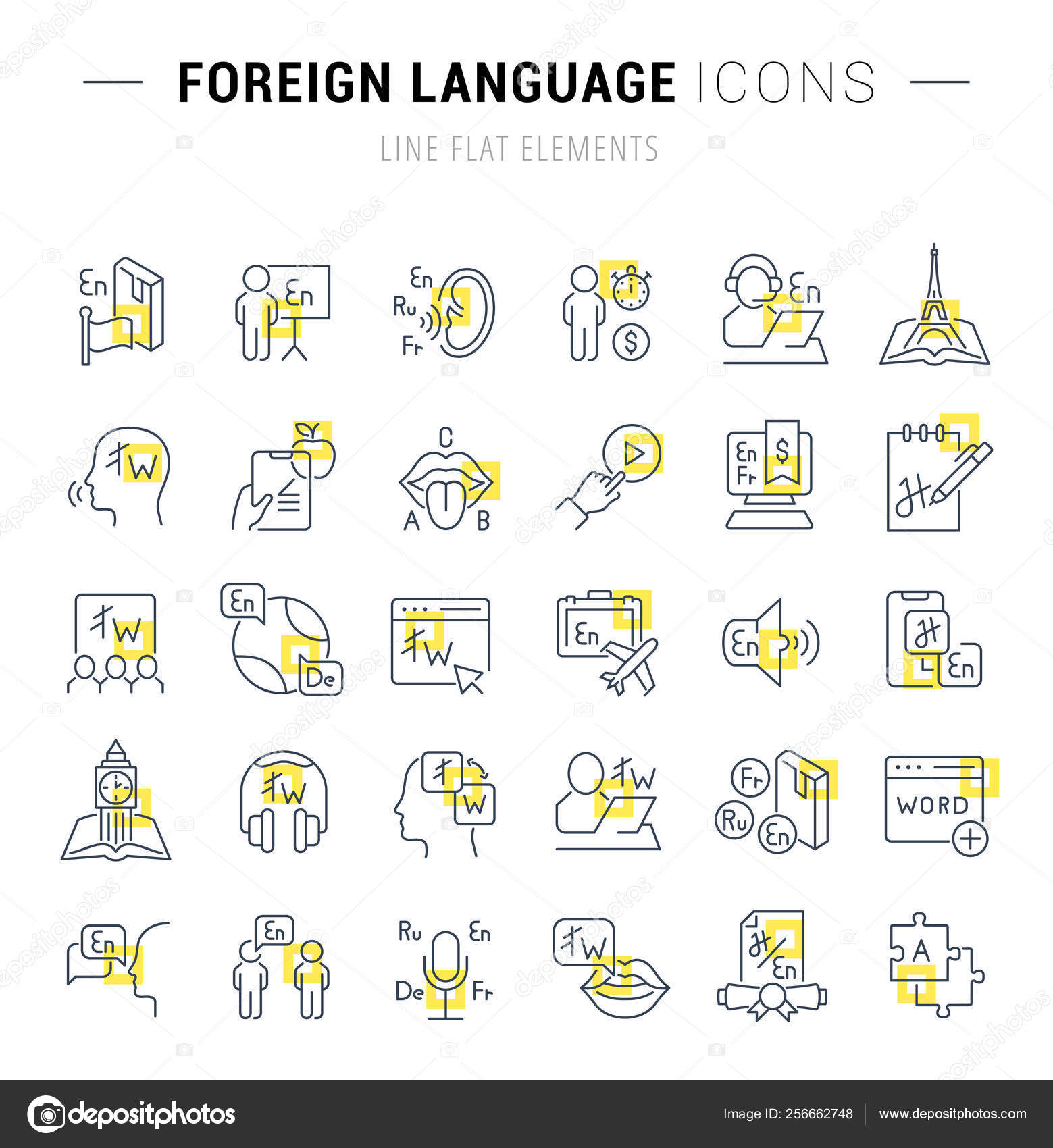 Set Vector Line Icons of Foreign Language. Stock Vector Image by ...