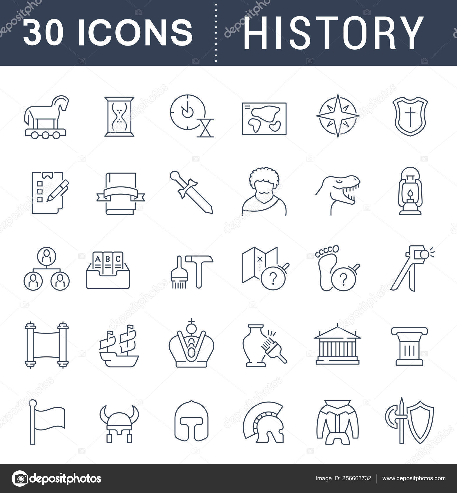Set Vector Line Icons of History. Stock Vector Image by ©andrei45454 ...