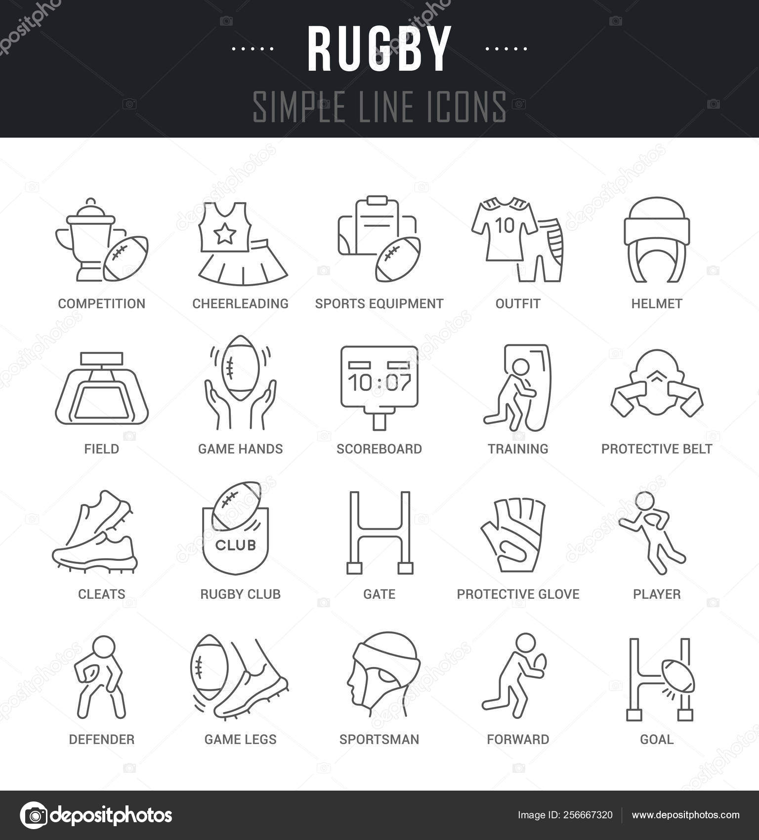 Set Vector Line Icons of Rugby. Stock Vector Image by ©andrei45454 ...