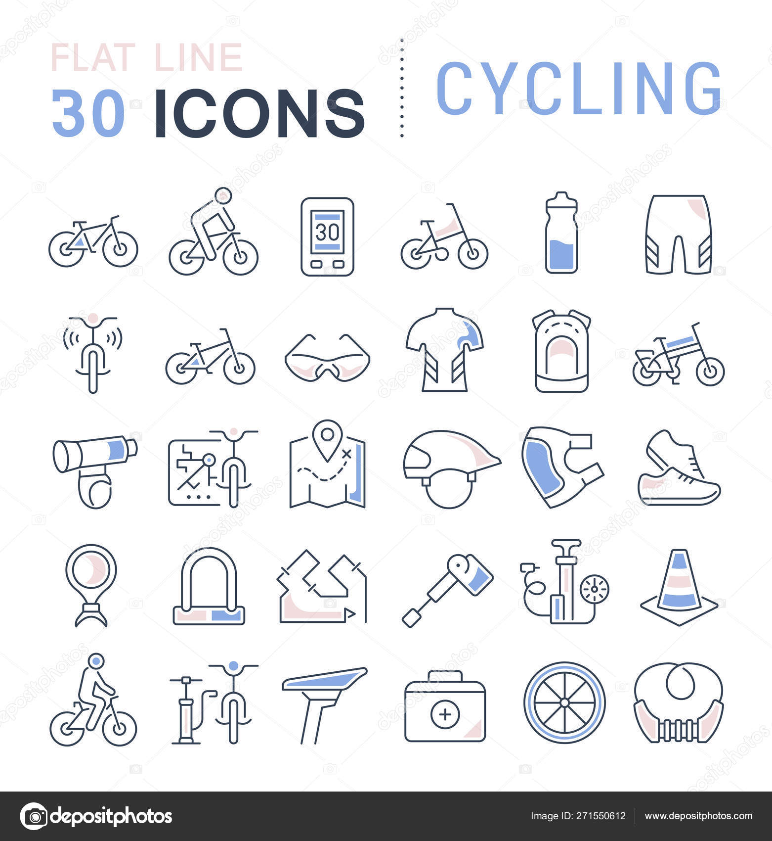 Set Vector Line Icons of Cycling. Stock Vector by ©andrei45454 271550612
