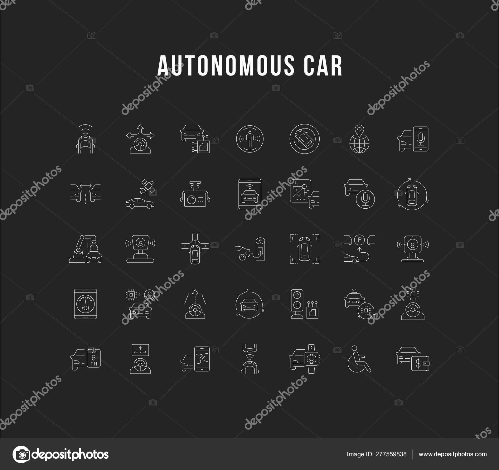 Set Vector Line Icons of Autonomous Car Stock Vector Image by ...