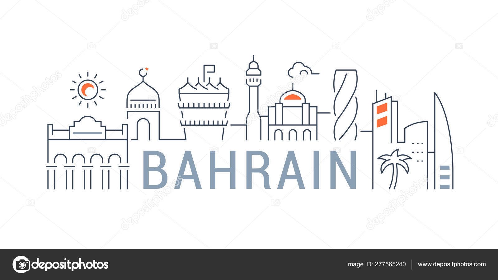 Linear Banner of Bahrain Stock Vector by ©andrei45454 277565240