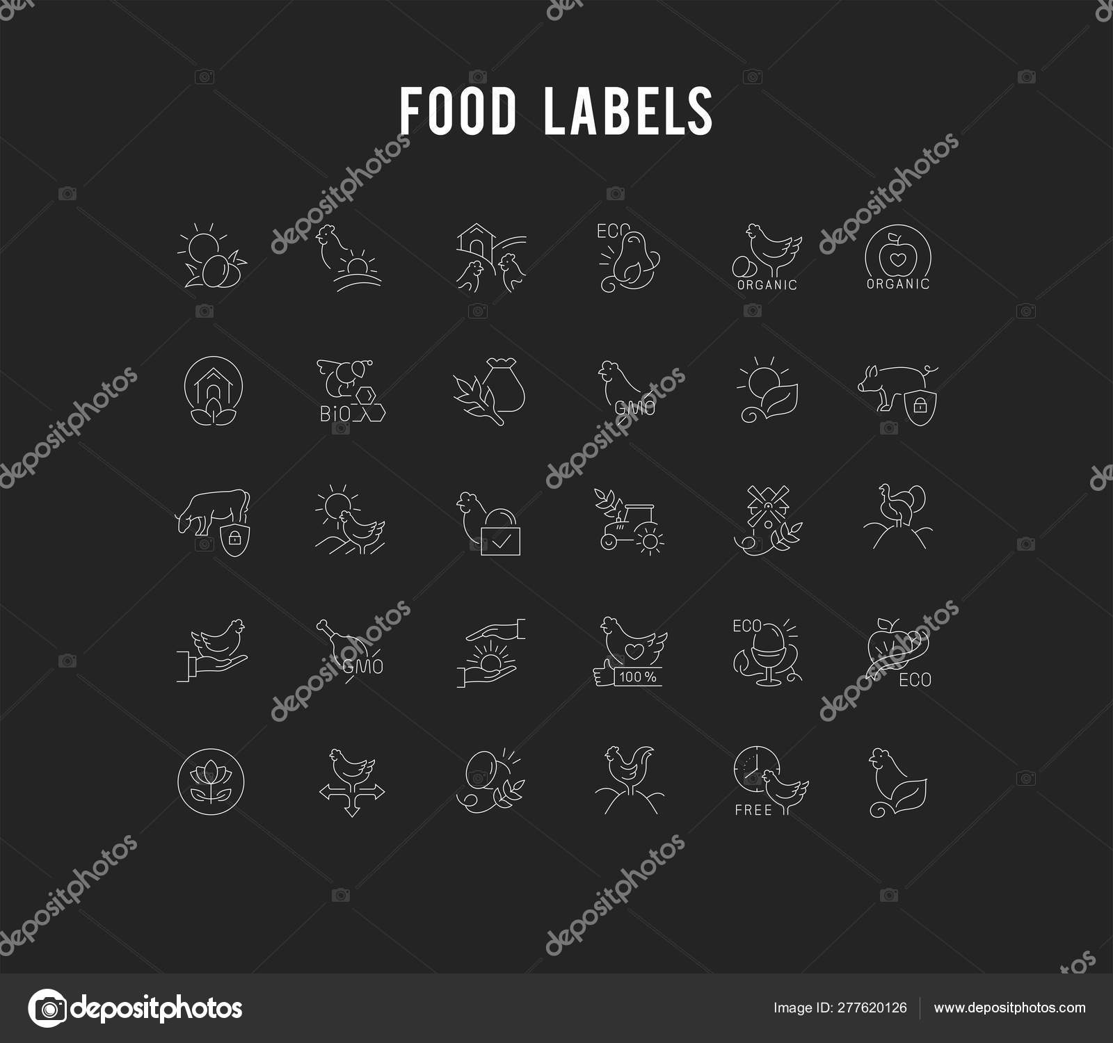 Set Vector Line Icons of Food Labels Stock Vector Image by ©andrei45454 ...