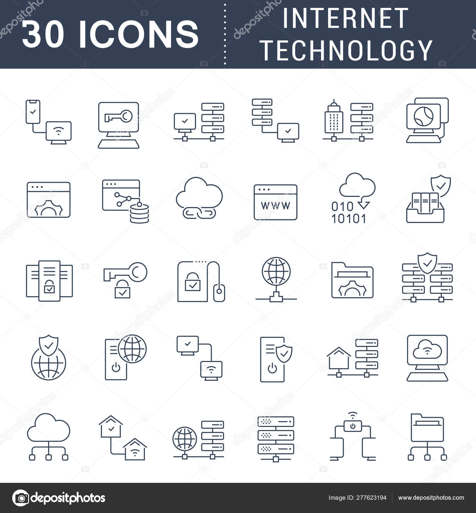 Set Vector Line Icons of Internet Technology Stock Vector Image by ...