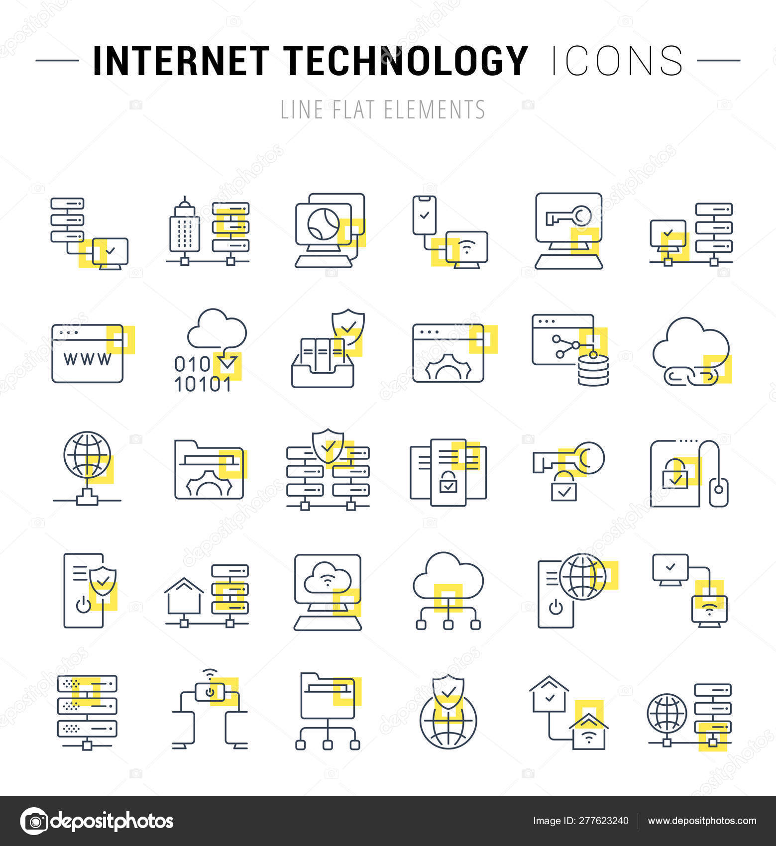Set Vector Line Icons of Internet Technology Stock Vector Image by ...