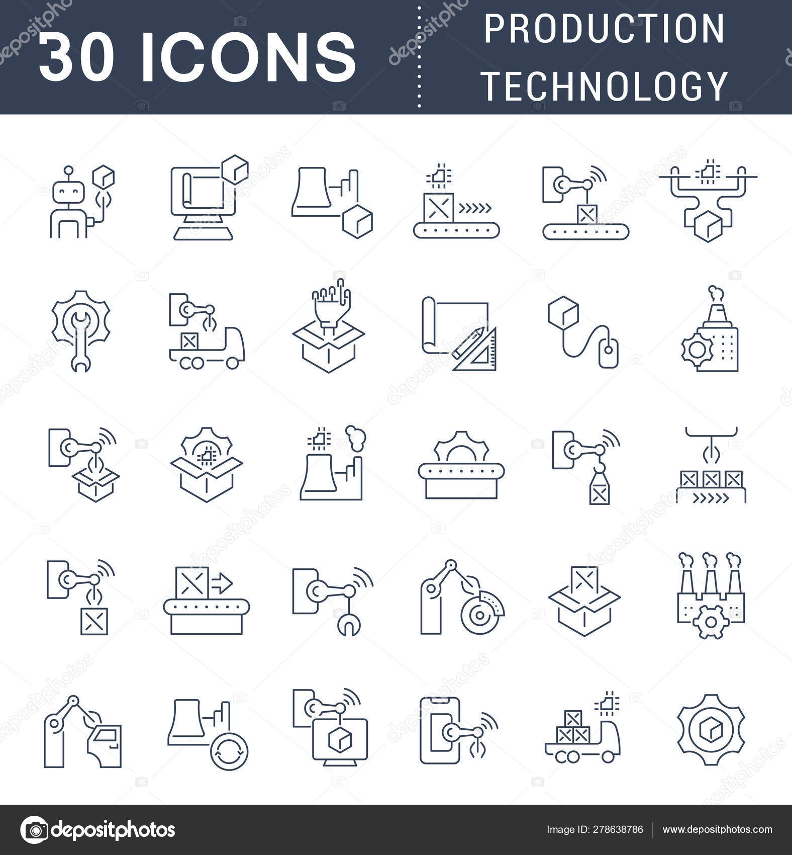 Set Vector Line Icons of Production Technology Stock Vector Image by ...