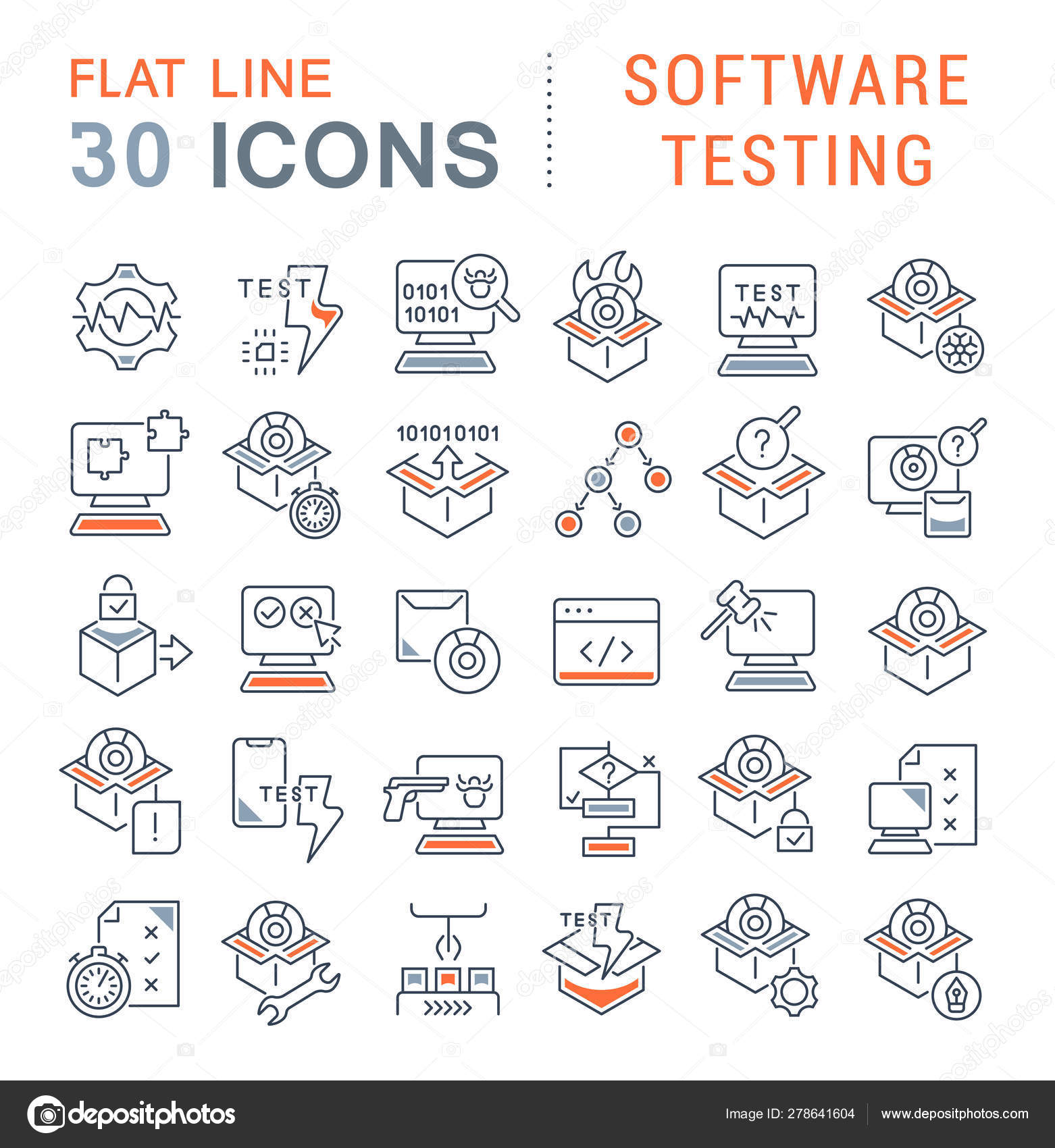 Set Vector Line Icons of Software Testing Stock Vector Image by ...
