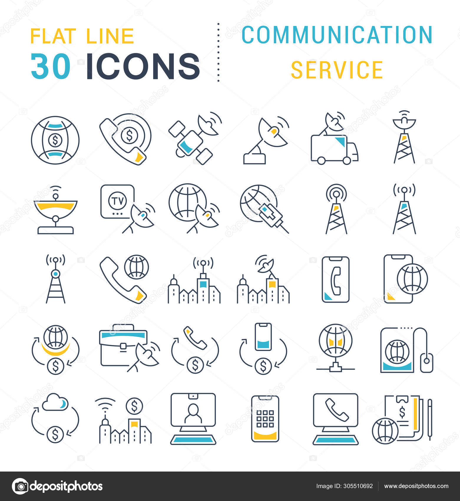 Set Vector Line Icons of Communication Service Stock Vector by ...