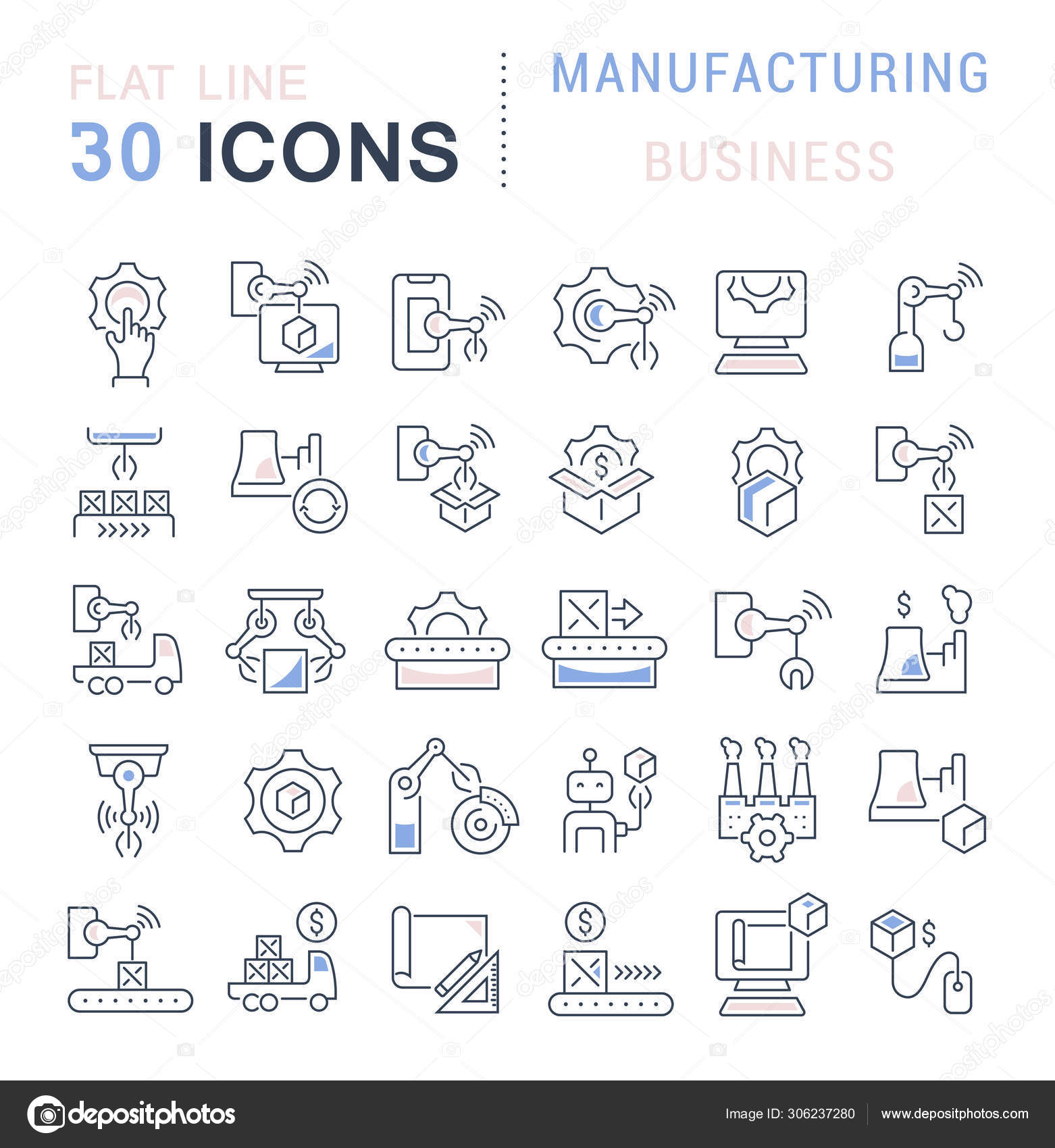 Set Vector Line Icons of Manufacturing Business Stock Vector Image by ...