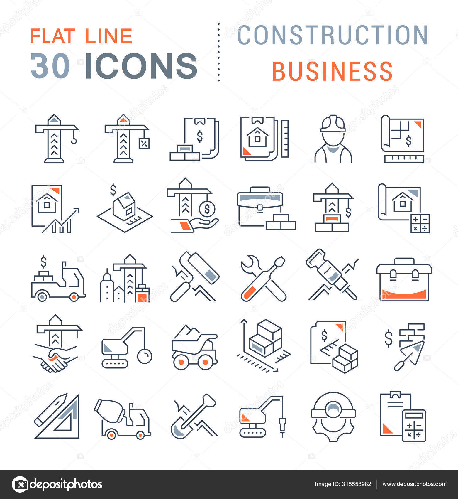 Set Vector Line Icons of Construction Business Stock Vector Image by ...