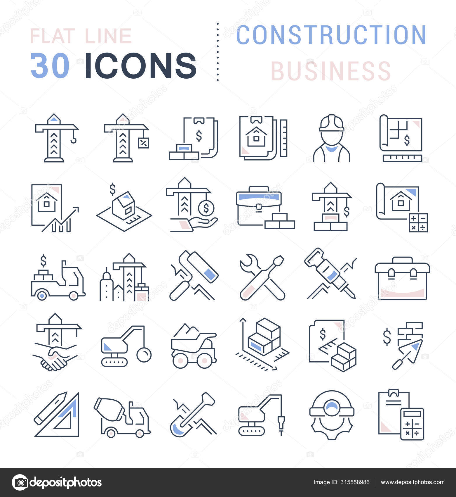 Atur Ikon Baris Vektor Bisnis Konstruksi Vektor Stok oleh ©andrei45454 ...