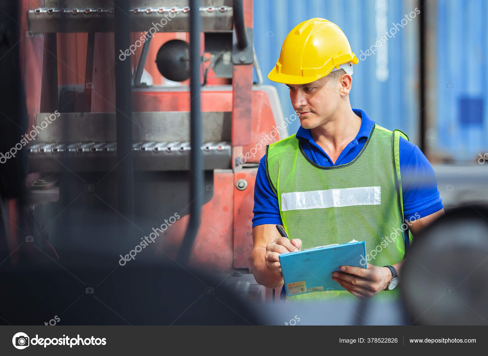 Engineering Man Wearing Uniform Safety Suit Helmet Technician Pre Check ...