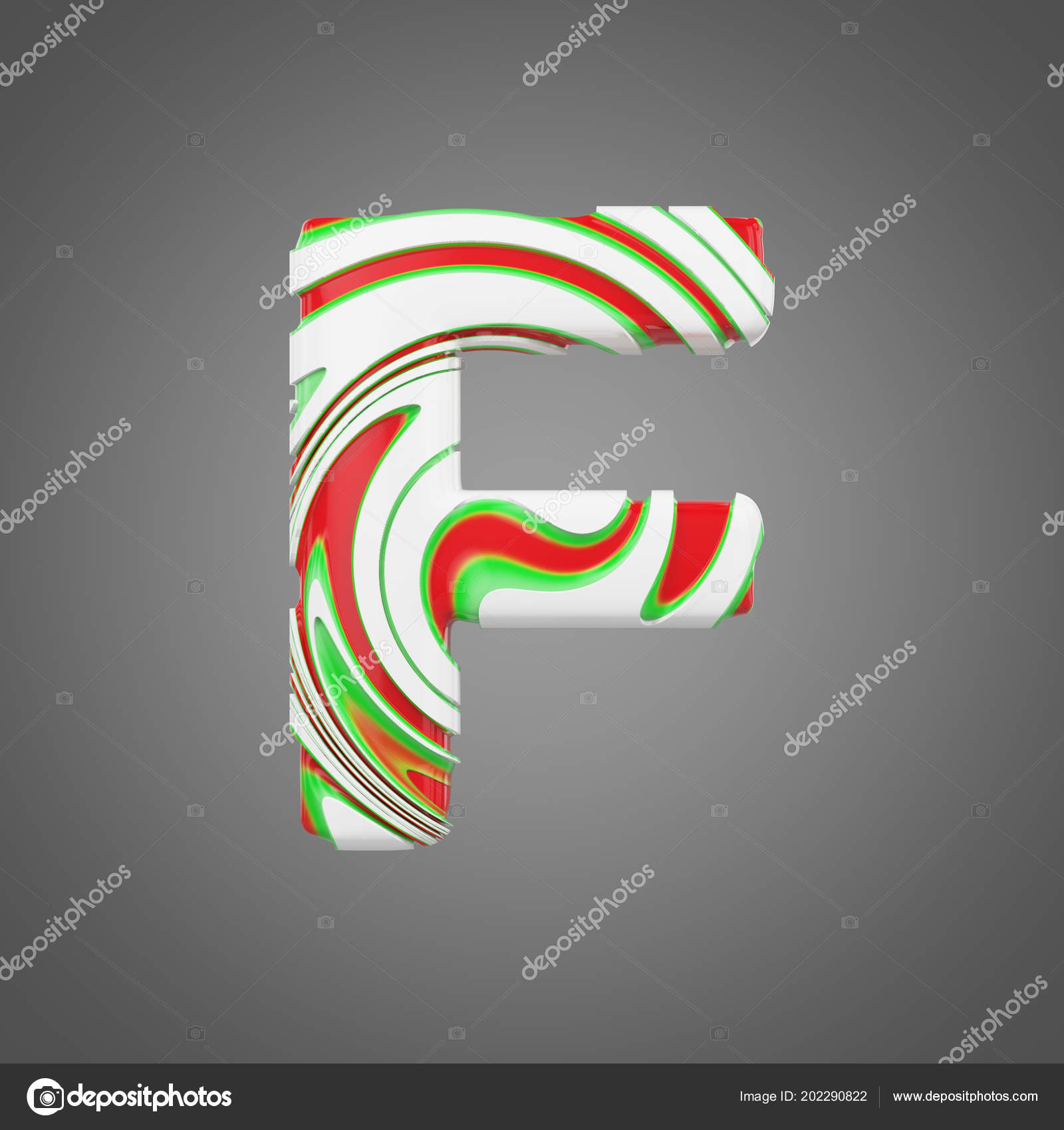 Holiday alphabet letter F uppercase. Christmas font made of peppermint ...