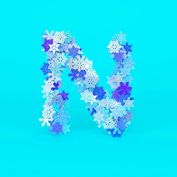 Winter alphabet letter N uppercase. Christmas font made of snowflakes ...