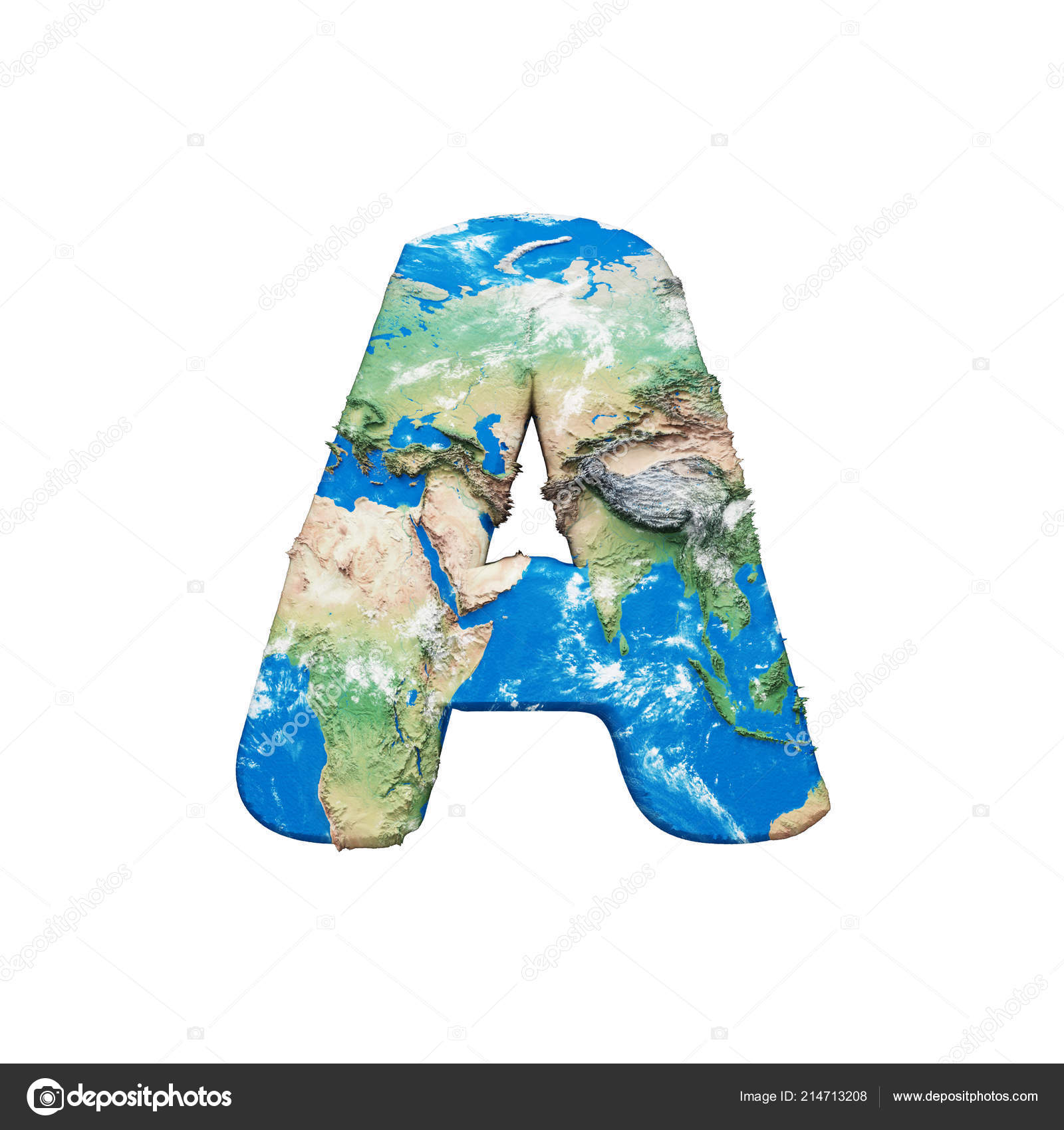World earth globe alphabet letter A uppercase. Global worldwide font ...