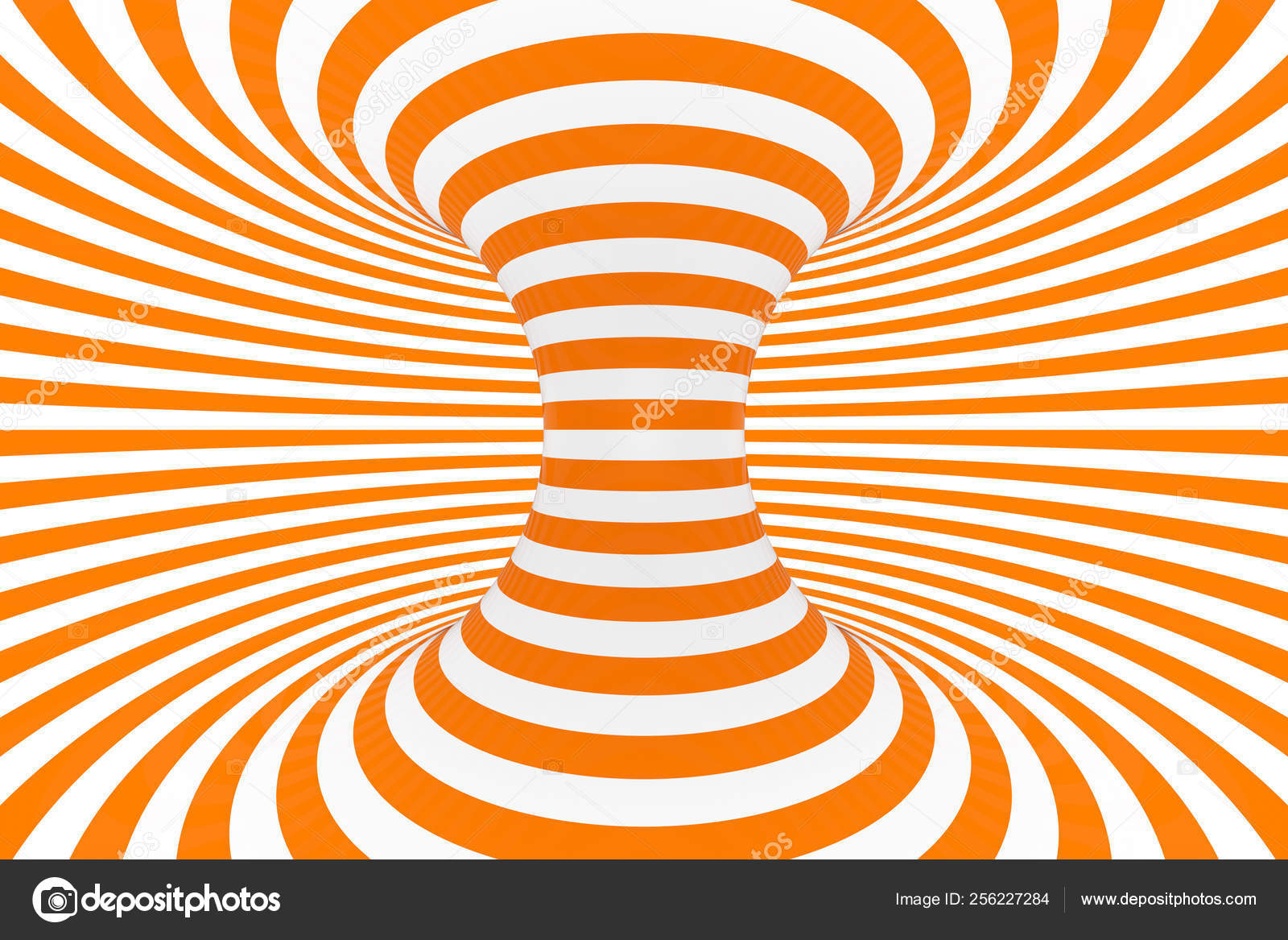 Torus 3D optical illusion raster illustration. Hypnotic white and ...