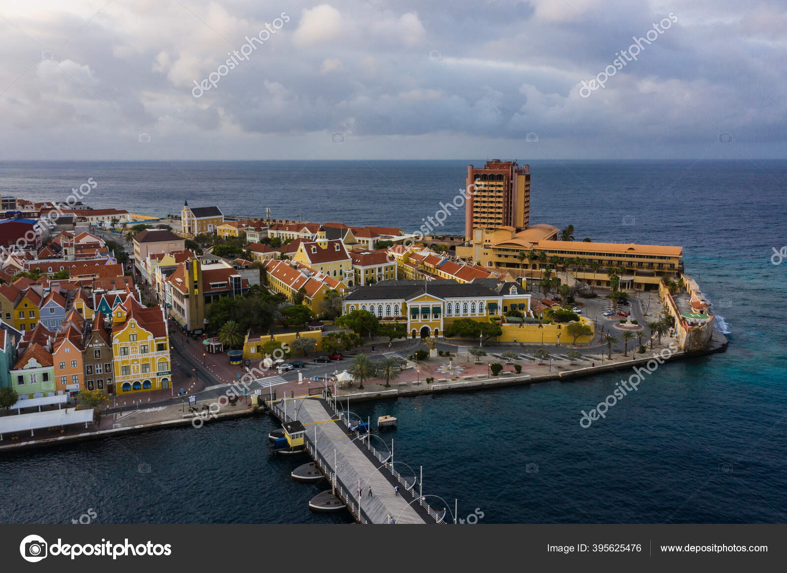 Aerial View Downtown Willemstad Curacao Caribbean Sea Stock Photo by ...