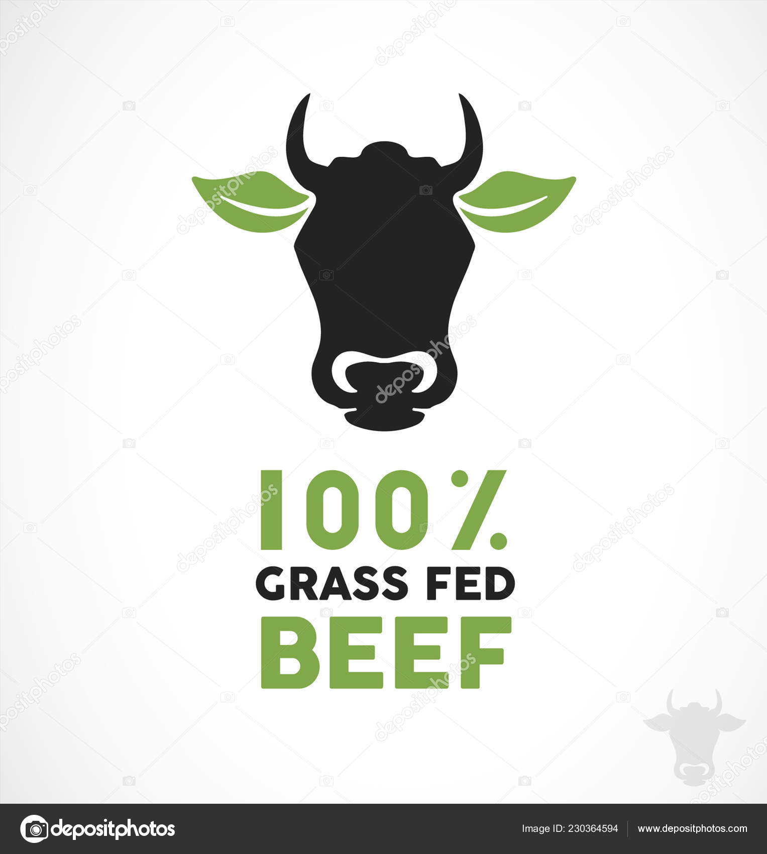 Grass Fed Beef Icon Logo Illustration 100 Organic Meat Modern Stock ...
