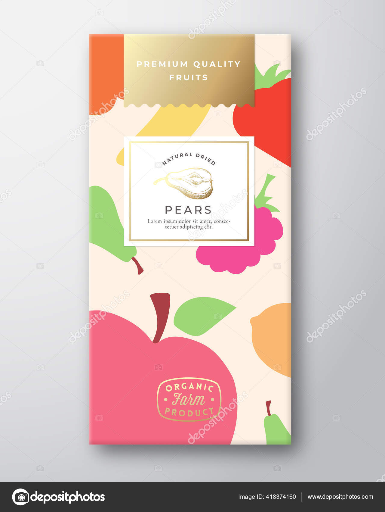 Dried Fruits Label Packaging Design Layout. Abstract Vector Paper Box ...