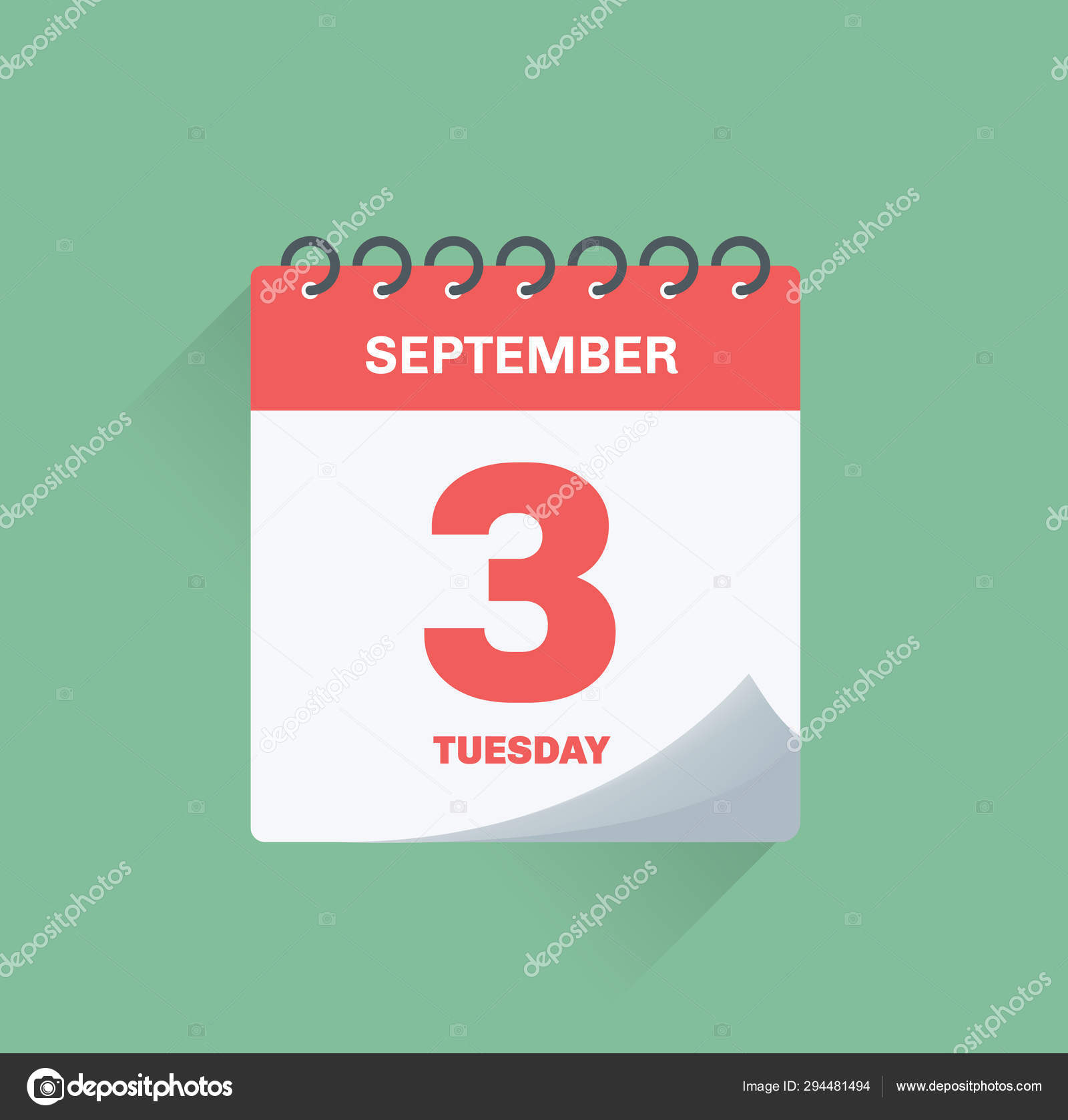 Day calendar with date September 3 Stock Vector by ©nicomenijes 294481494