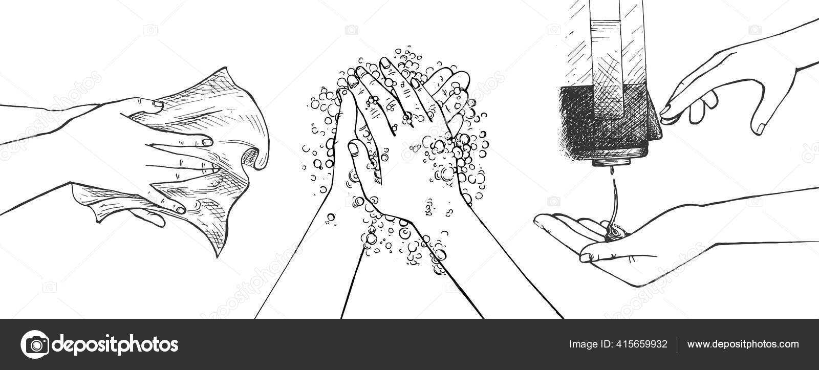 Vector Illustration Sketch Right Ways Clean Sanitize Disinfect Your ...