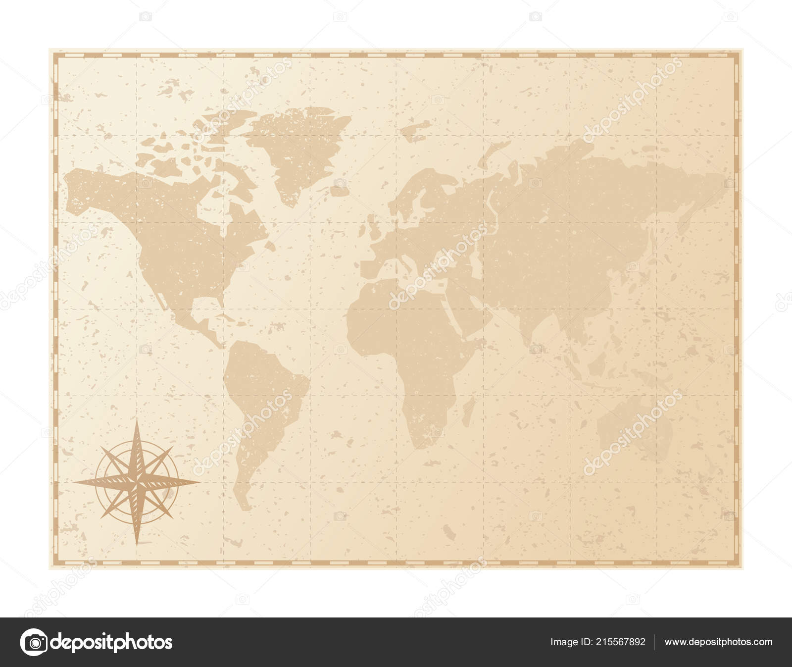 Image vectorielle Ancienne Carte Papier Vintage Avec Boussole ...