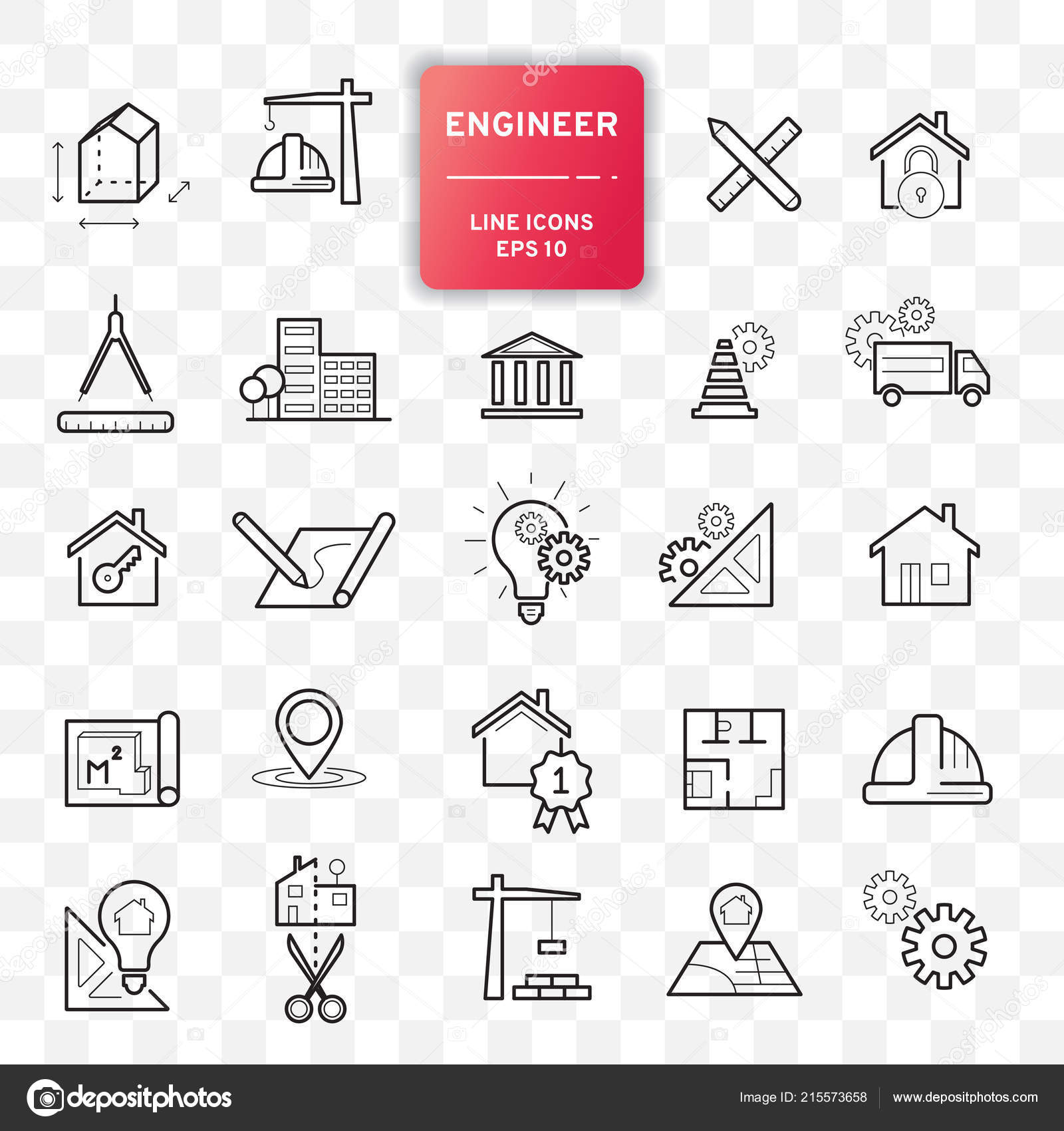 Set Engineering Icons Line Design Vector Illustration Isolated ...